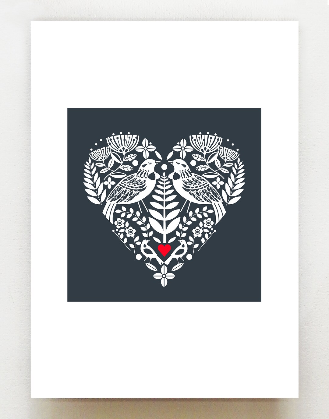 New Zealand Native Tui Bird, in a Royal Blue Heart, Print, NZA10 - Etsy