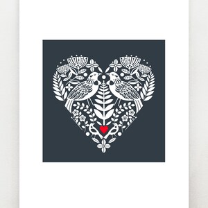 New Zealand Native Tui Bird, in a Royal Blue Heart, Print, NZA10 - Etsy