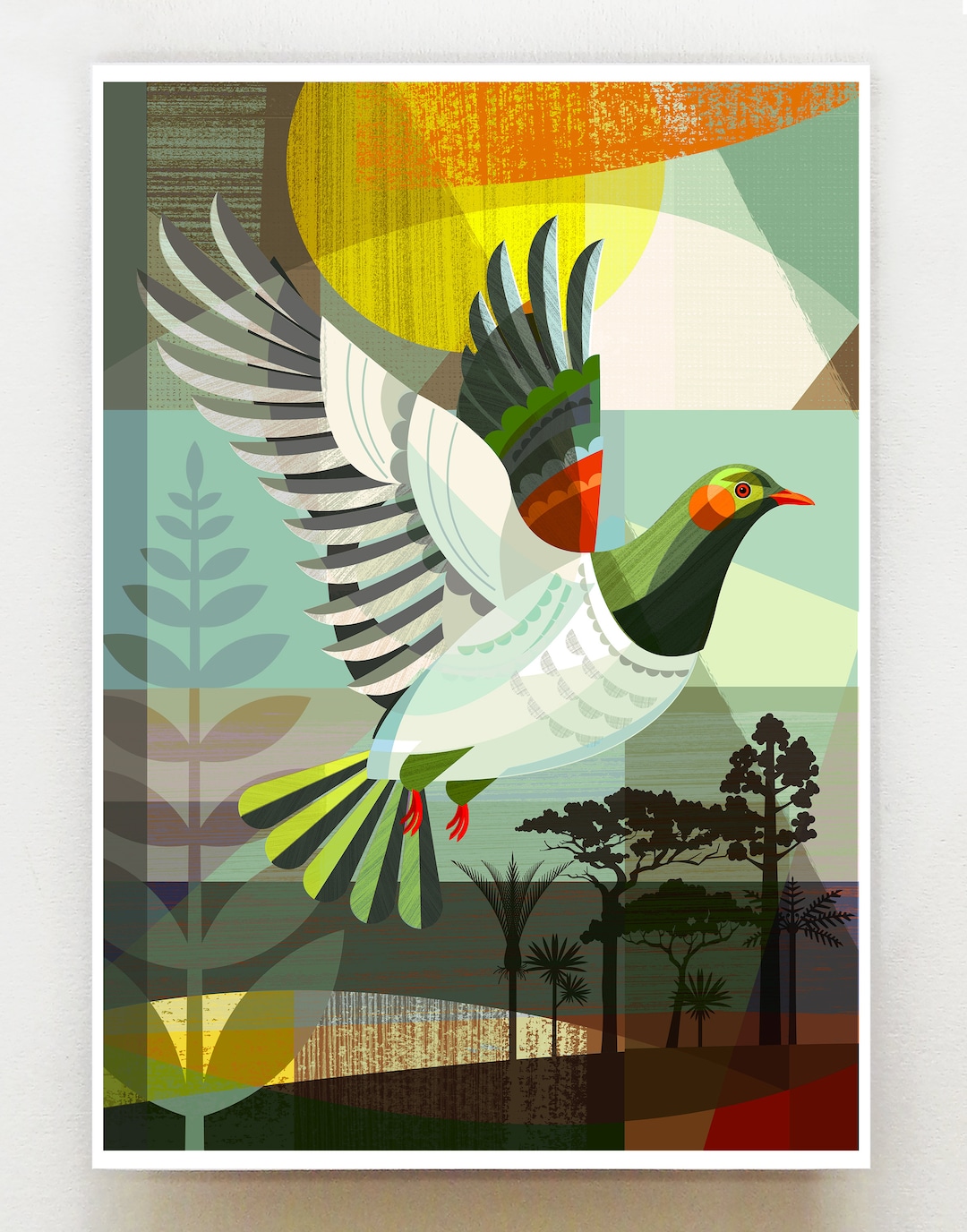 The Flight of the Kereru, New Zealand Native Bird Print, NZA109 - Etsy