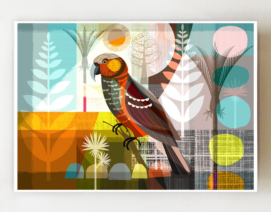 Landscape, New Zealand, Kaka Bird, NZA174 - Etsy
