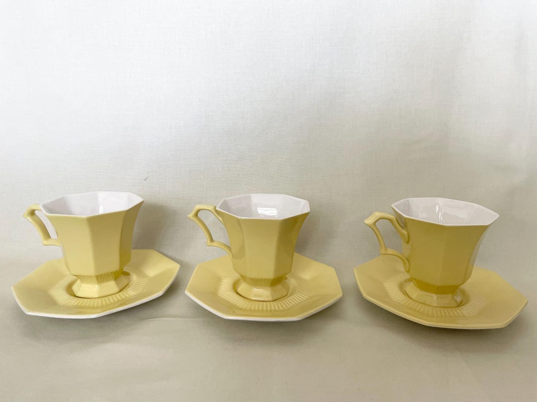 Vintage Independence Ironstone Interpace Japan Yellow Coffee Tea Cups ...