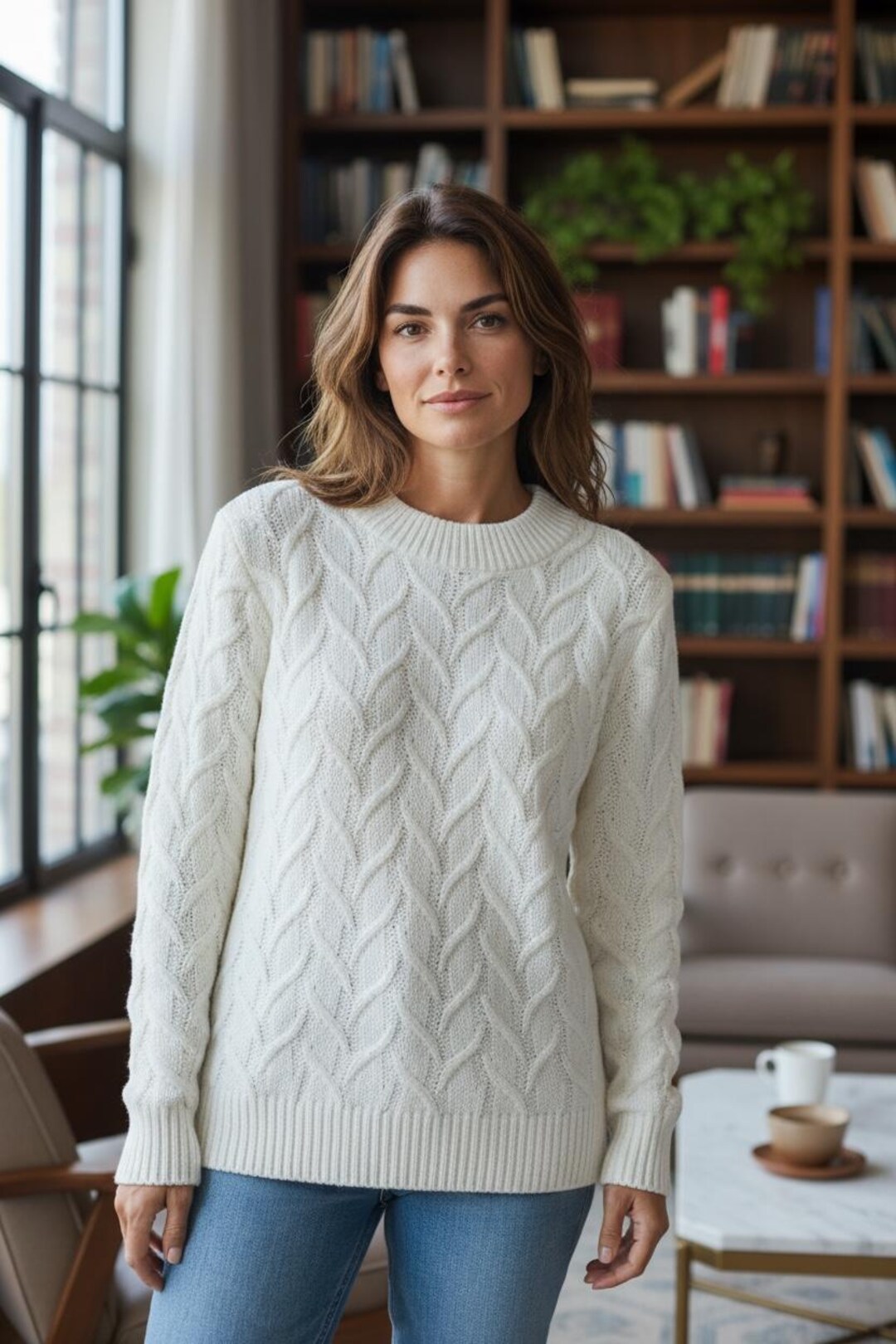 Women's Super Soft Viscose Knit Jumper Cosy Cable Pattern Pullover ...