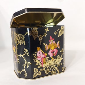 English Biscuit Tin Featuring Chinoiserie Motifs of Musicians in ...