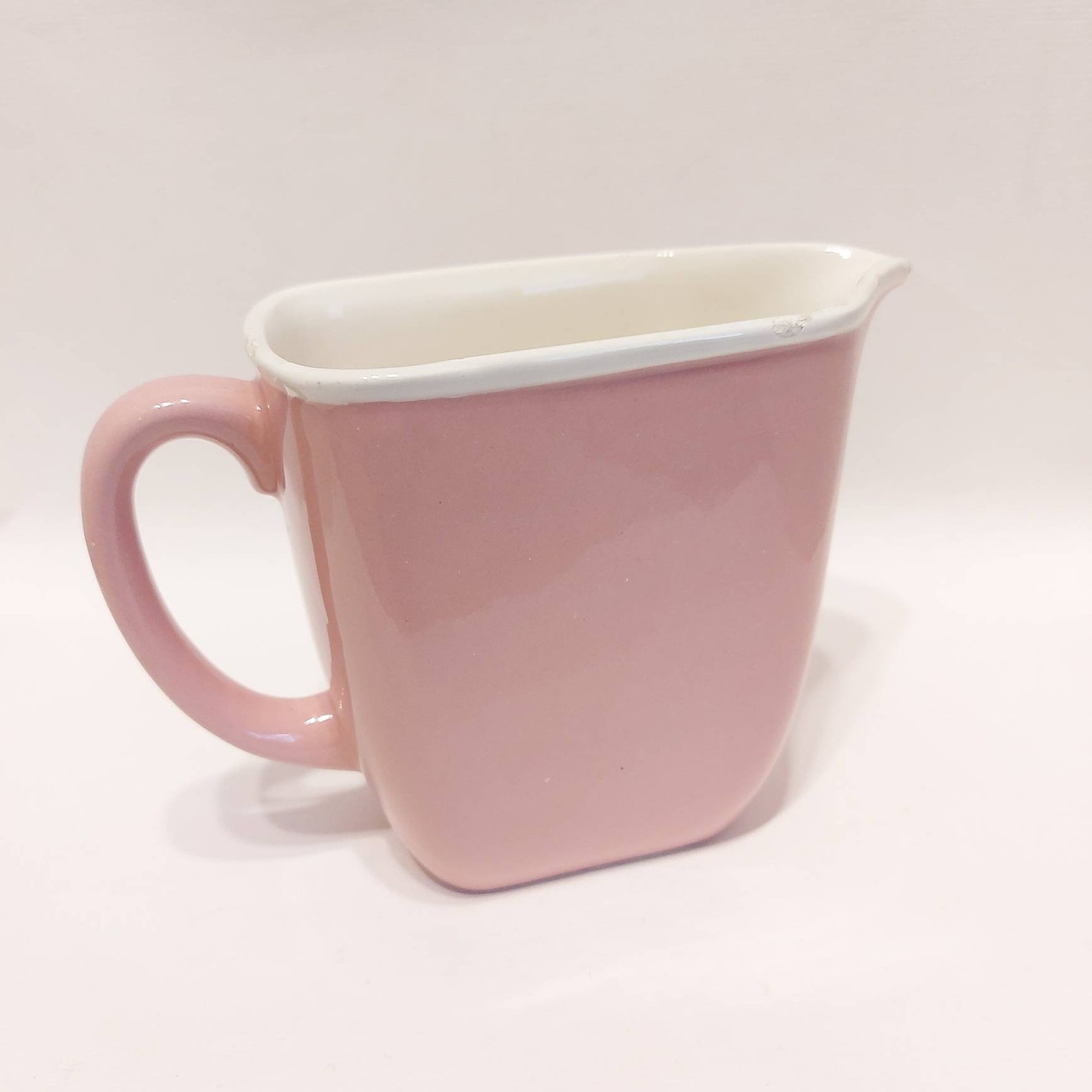Pink rectangular ceramic cream pitcher vintage | Etsy
