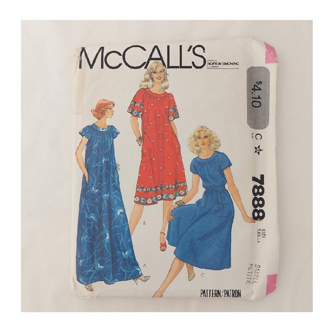 1980s Mccall's 7888 Sewing Pattern - Misses' Dress - Size Small - A ...