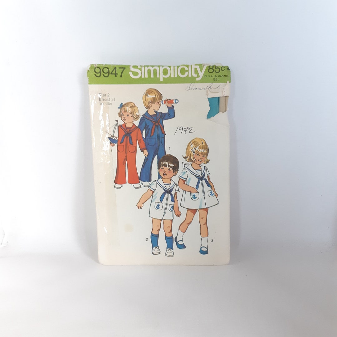 1972 Simplicity 9947 Toddler's Sewing Pattern Toddler's Size 2 Girl's ...
