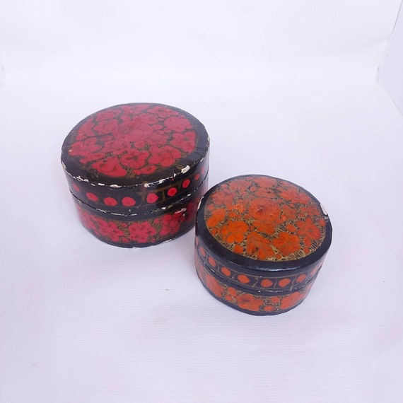 Vintage Kashmiri Indian lacquered paper maché trinket… - Gem