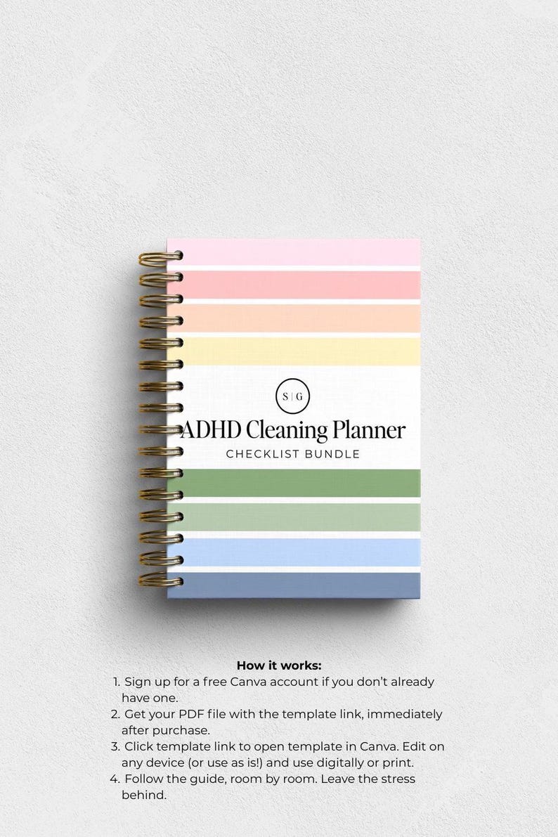 ADHD Cleaning Planner | ADHD Planner Printable| Cleaning Schedule ...