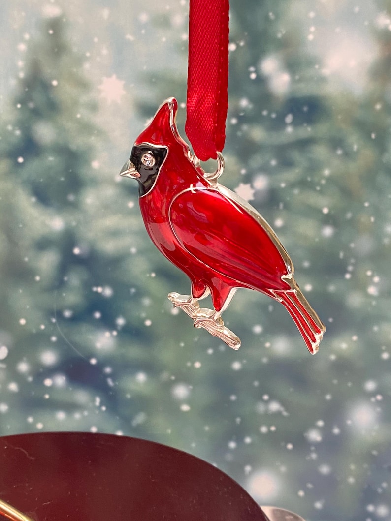 Set of 2 Harvey Lewis Swarovski Crystal Red Cardinal Bird Holiday ...