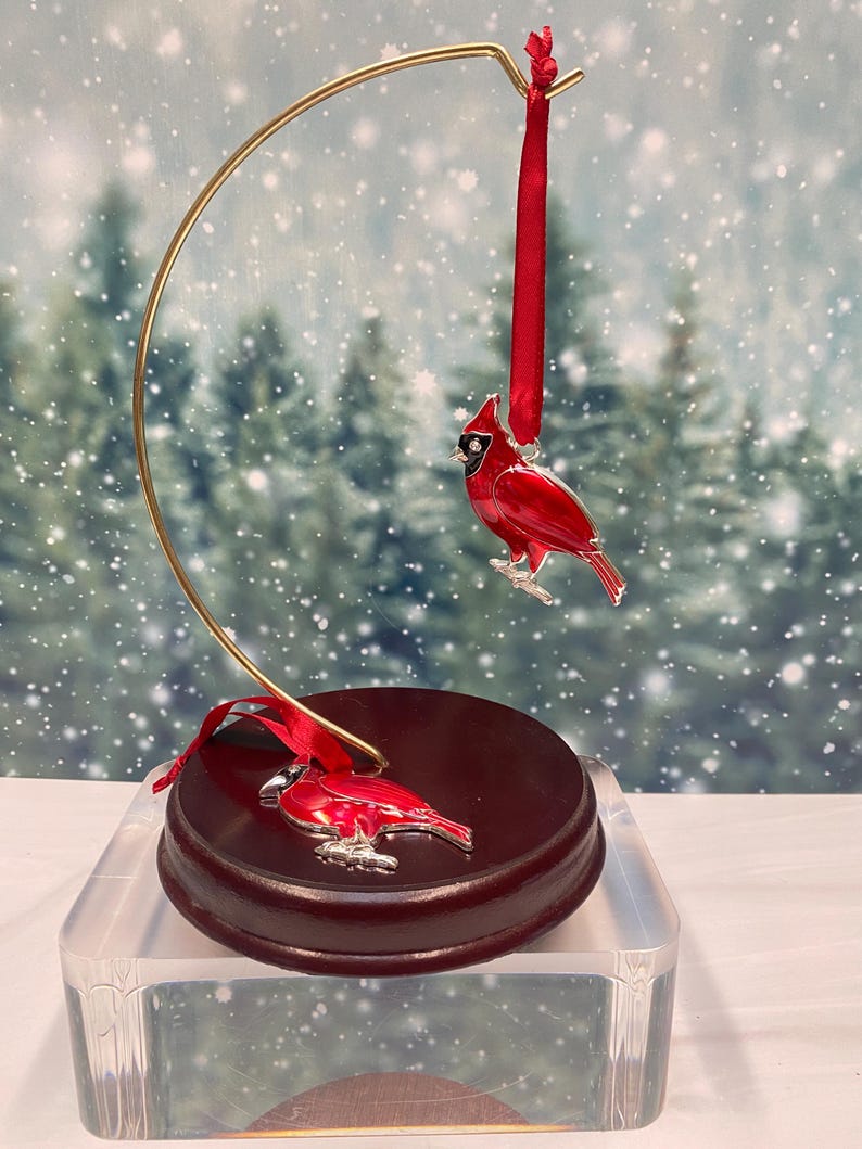 Set of 2 Harvey Lewis Swarovski Crystal Red Cardinal Bird Holiday ...