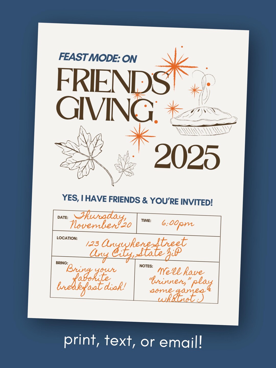 Editable Friendsgiving Invitation Template: Fall Feast (digital ...