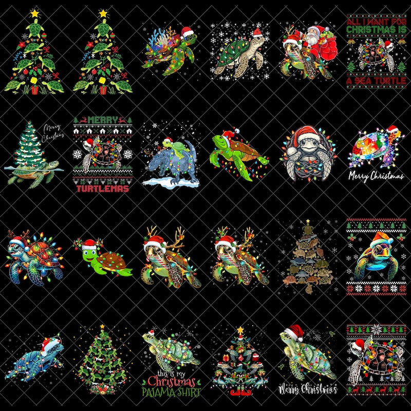 Christmas Sea Turtle Prints - Etsy UK