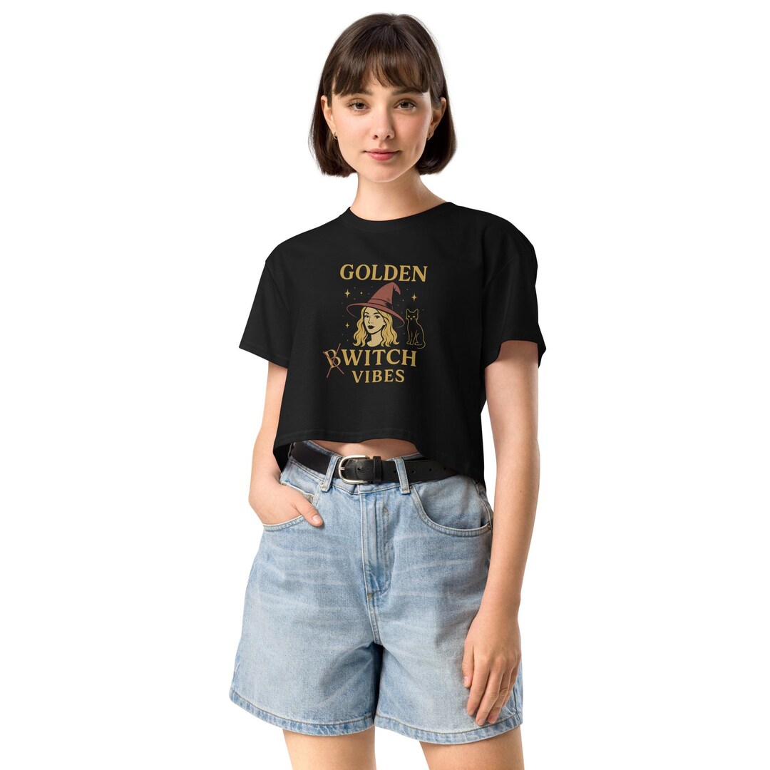 Golden Witch Vibes Crop Top: Gold Foil Witchcore Tee - Etsy