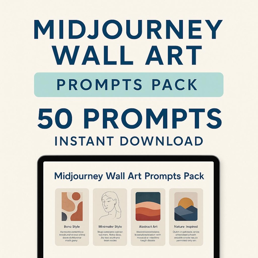 50 Midjourney Wall Art Prompts: Printable Decor AI Prompts (digital ...