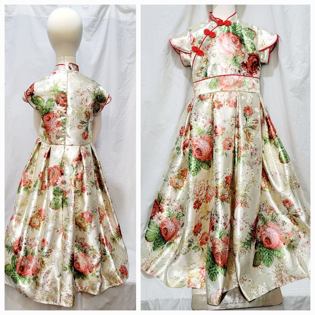 Custom Cheongsam A-line Dress With Mandarin Collar Chinese - Etsy