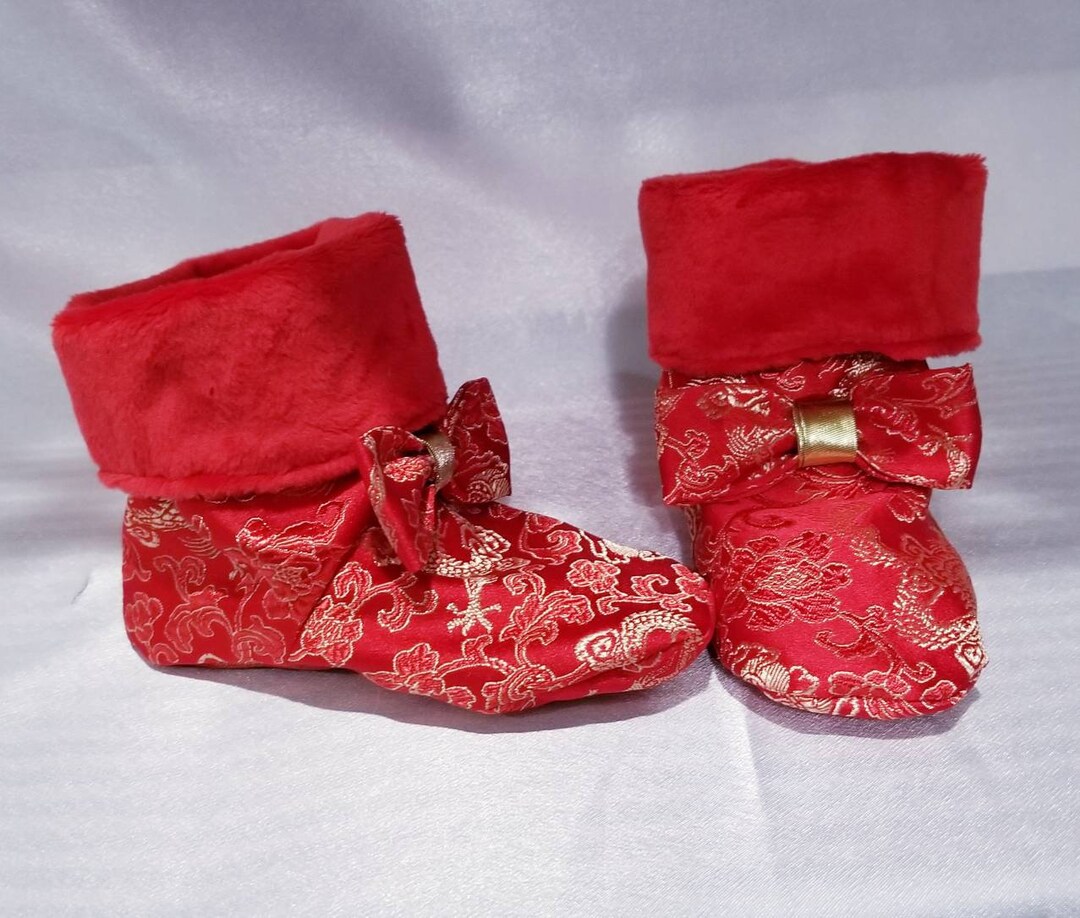 Custom Faux Fur Lined Baby Booties Made to Match Your Romper in Sizes ...