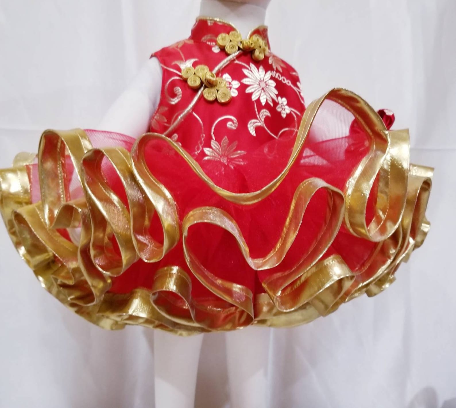 Custom Cheongsam Tutu Dress With Ribbon Hem Chinese Brocade - Etsy