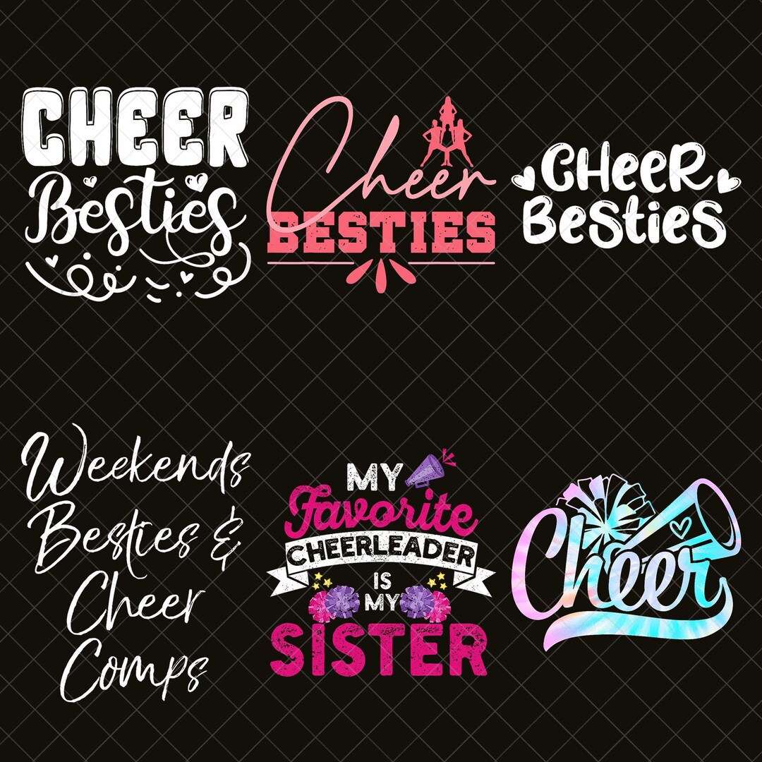 Cheer Besties PNG Bundle, Cheer Sister Friendship Quote Sublimation ...