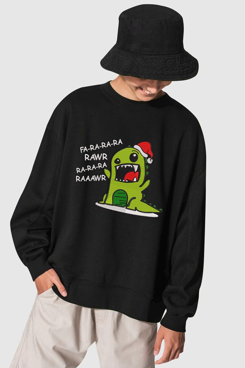 Fa Ra Ra Rawr Dinosaur Christmas Embroidery | Santa T-rex Holiday ...