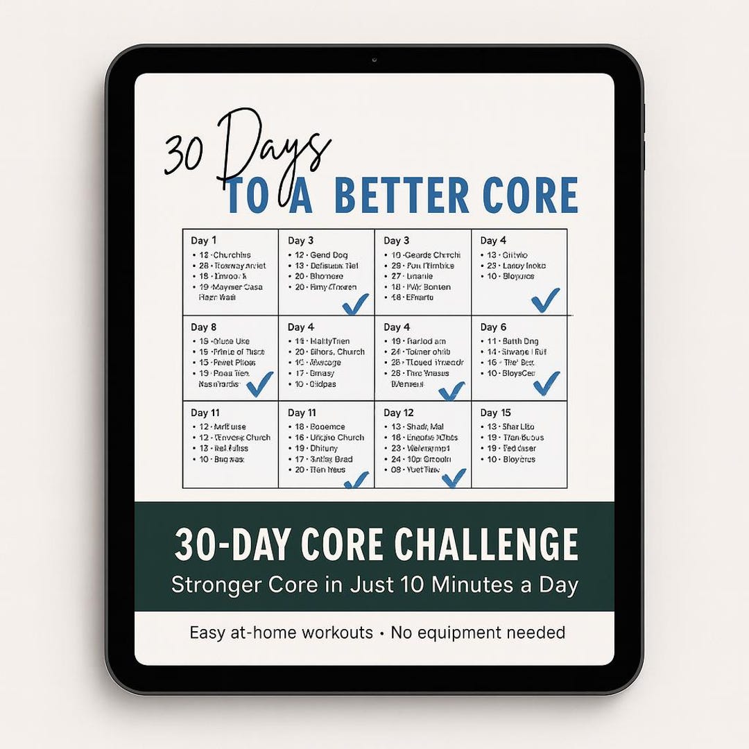 30 Day Core Workout Plan • 3 Moves a Day • Beginner Friendly Home ...