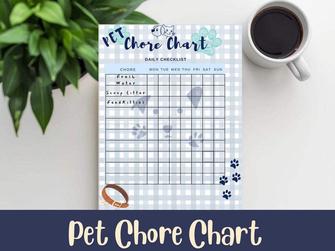 Pet Chore Chart Printable Pdf Digital Download Tracker Responsibility ...