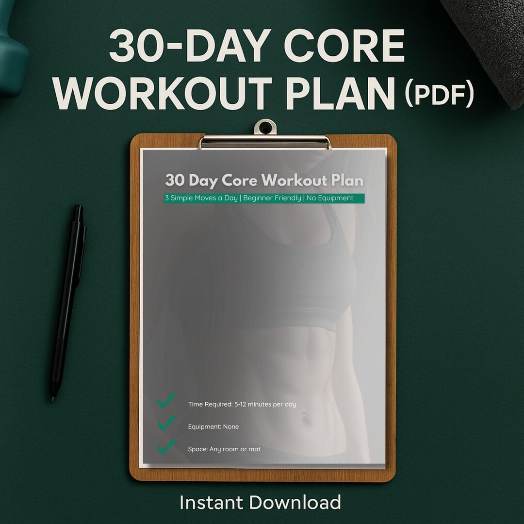 Core Workout Plan Beginner Friendly Home Workout Printable Pdf Fitness ...