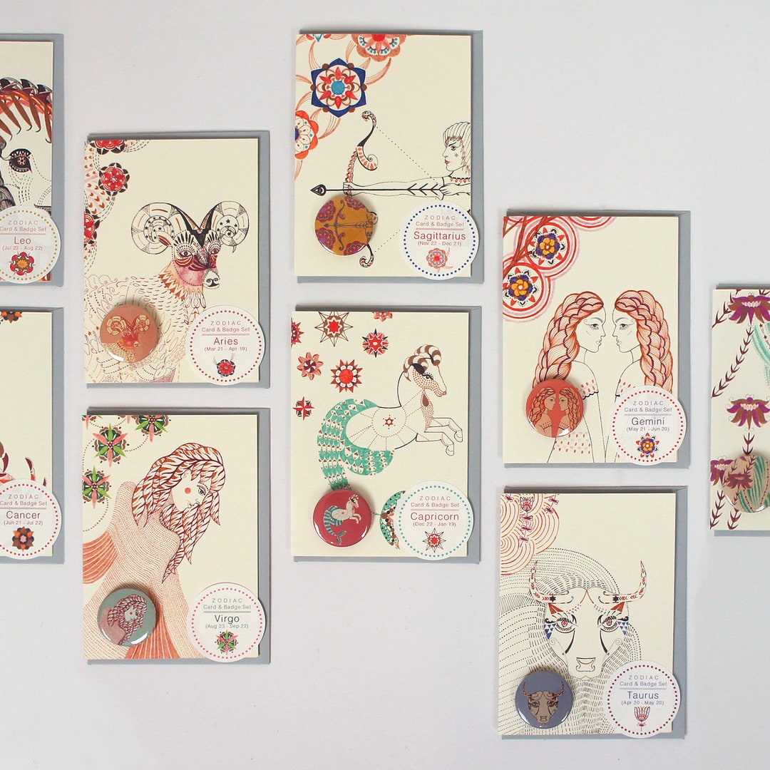 Zodiac Card and Badge Set - Etsy