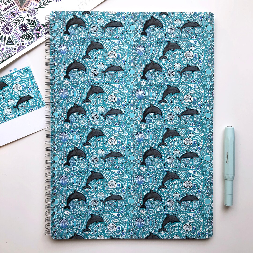 A4 Lined Dolphins and Seashells Notebook - Etsy UK