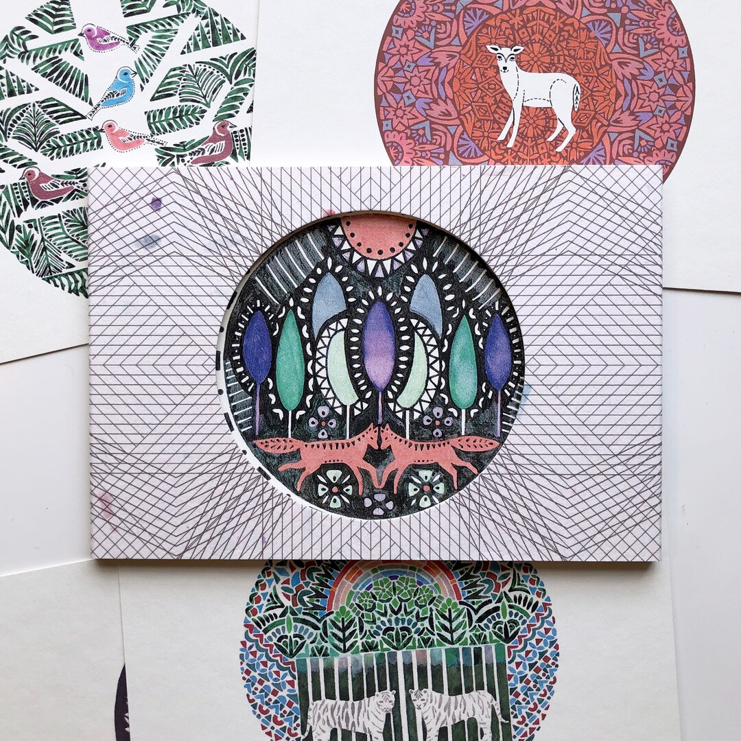 Circular Design Art Cards - Etsy