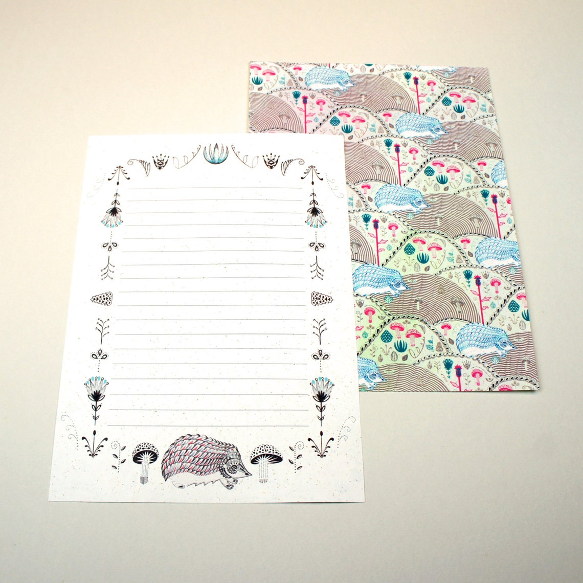 Letter Writing Set Hedgehogs and Pinecones - Etsy UK