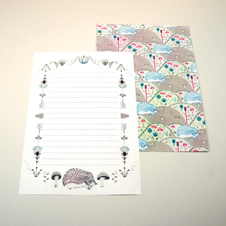 Letter Writing Set - Hedgehogs and Pinecones - Etsy