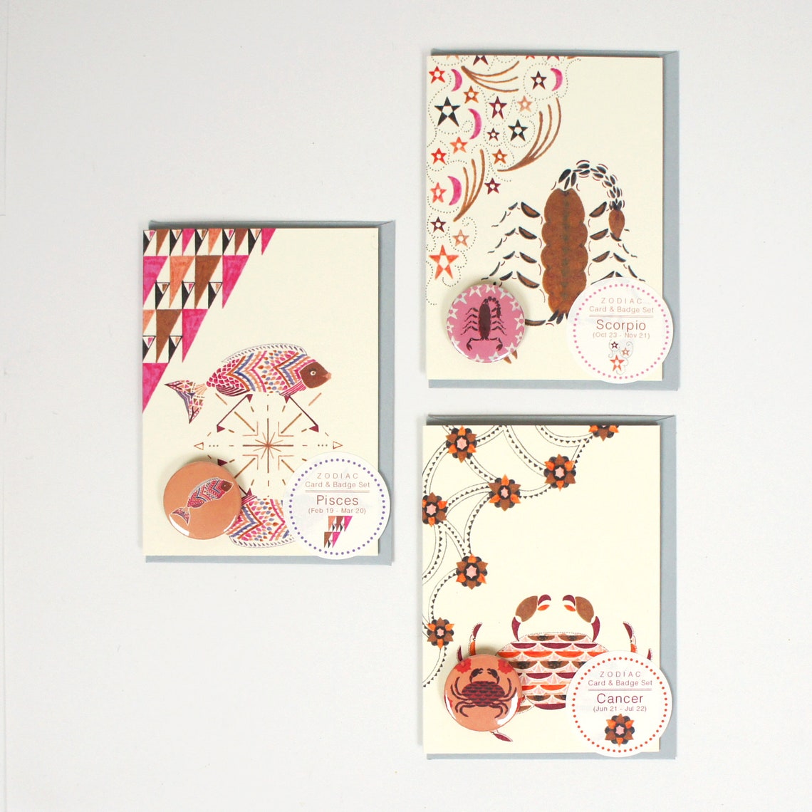 Zodiac Card and Badge Set - Etsy