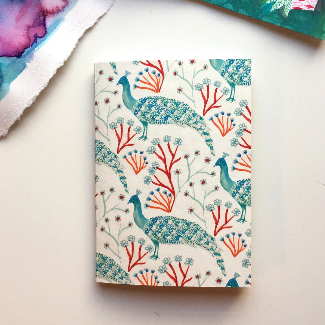 A6 Notebook - Peacocks and Branches - Etsy