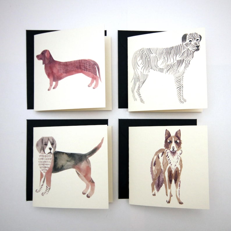 Mini Cards Illustrated Dogs | Etsy