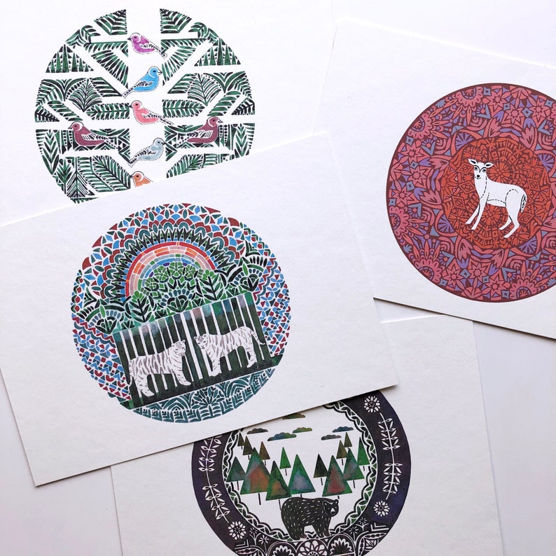 Circular Design Art Cards | Etsy UK