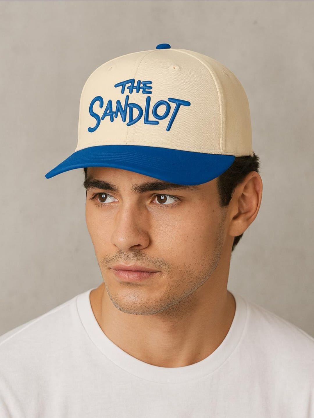 The Sandlot Embroidered Baseball Cap, Beige Blue Trucker Hat, 2 Tone ...