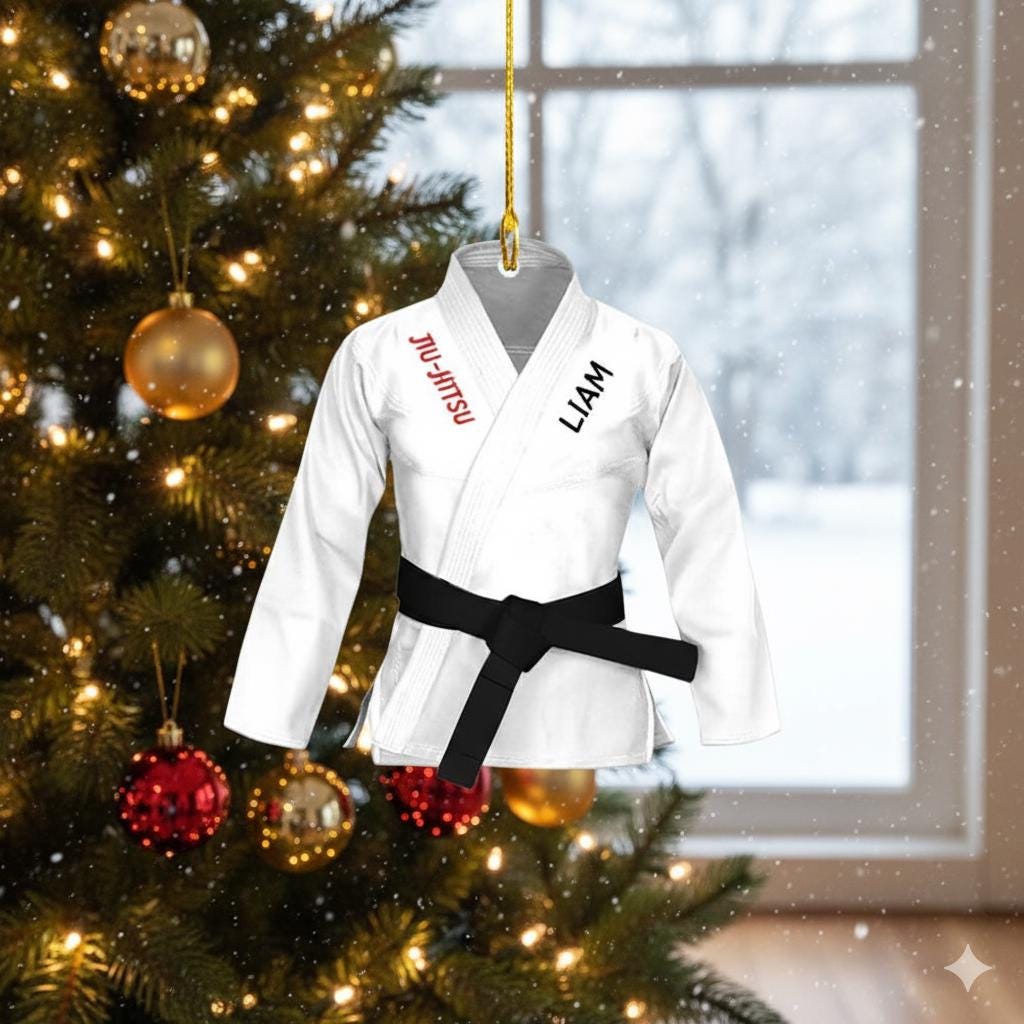 Custom Jiu Jitsu 2-layer Ornament, Personalized BJJ Gi & Belt Color ...