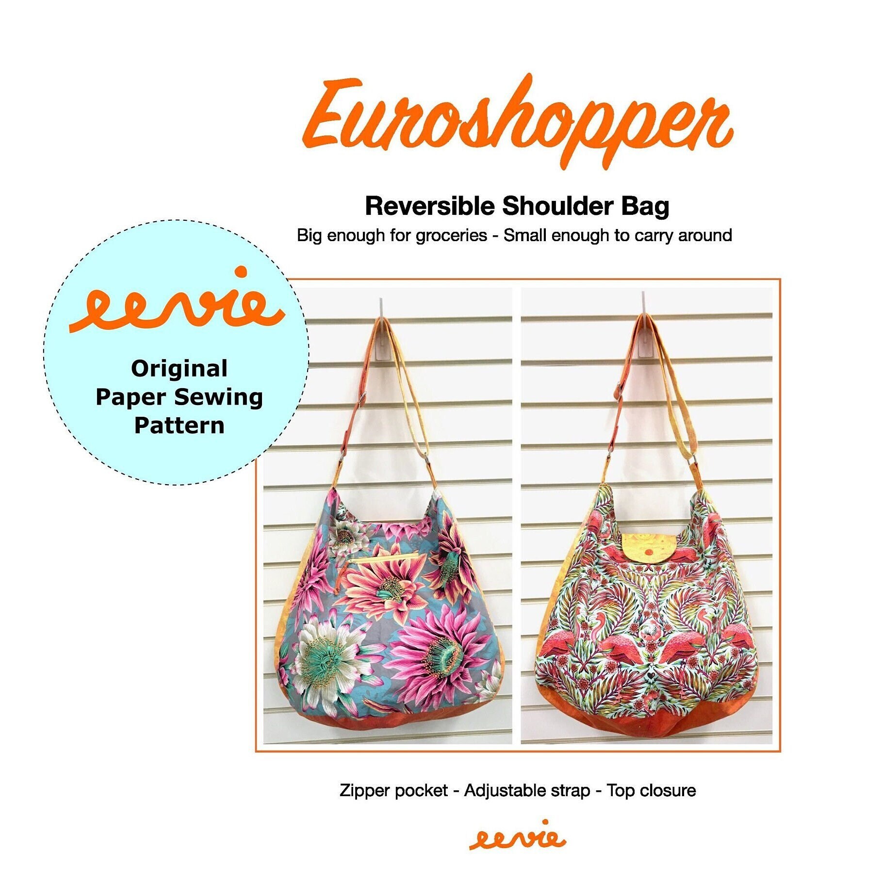 Euroshopper Paper Sewing Pattern - Reversible Crossbody Bag - Eevie ...