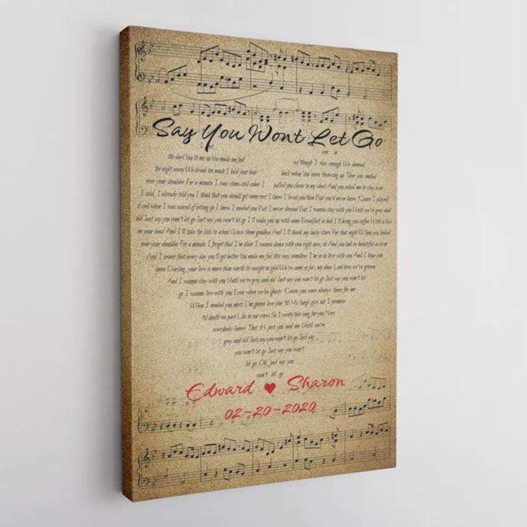 Custom Song Lyrics Sheet Music, Customizable Name and Date Canvas ...