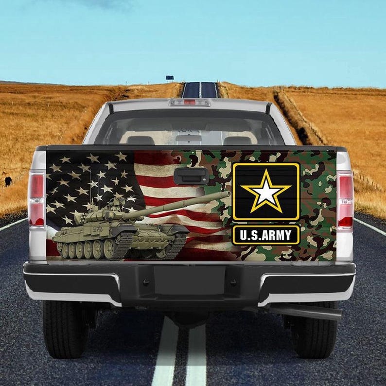 Military Car Wrap, Us Tank American Flag Camo Pattern Tailgate Wrap ...