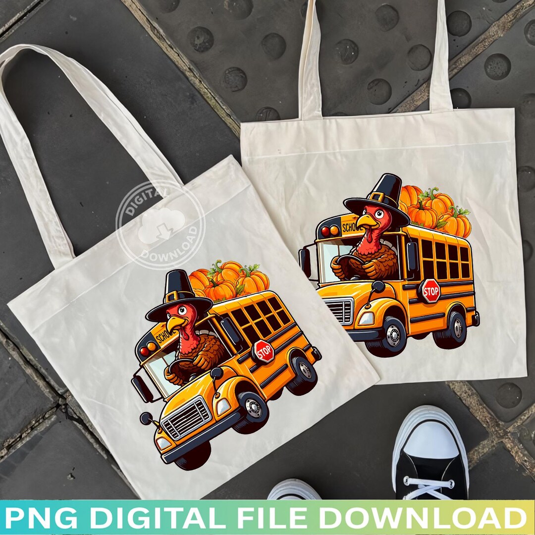 Turkey Driving Bus PNG, Thanksgiving School Driver Fall Pumpkins Design ...