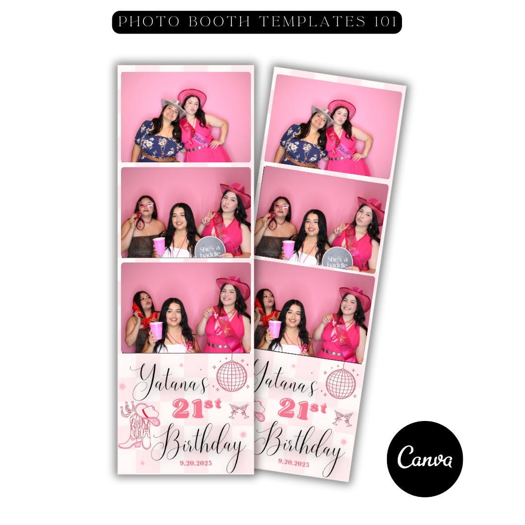 Pink Rodeo Themed Photo Booth Template | 2x6 Girly Western Birthday ...