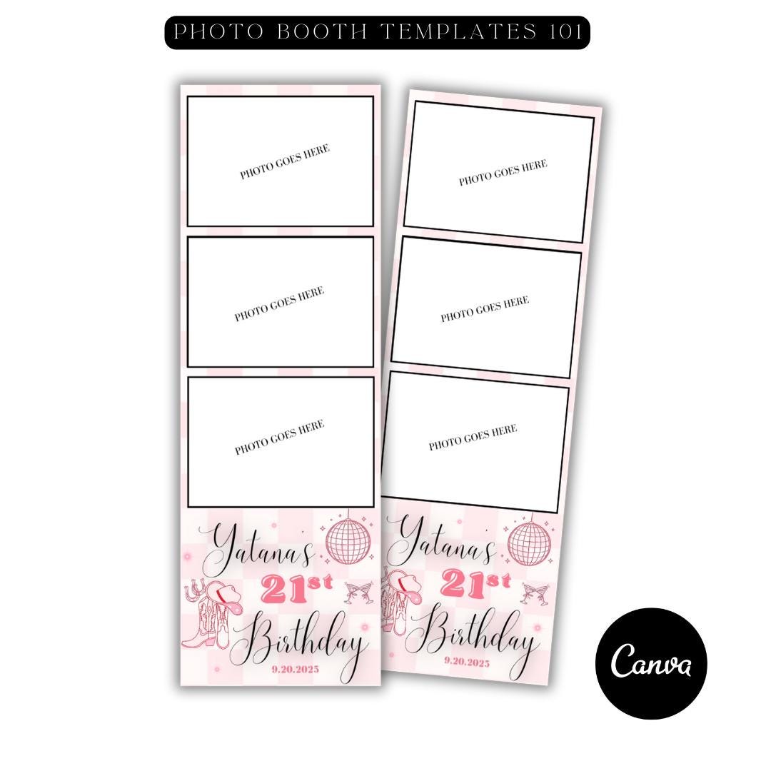 Pink Rodeo Themed Photo Booth Template | 2x6 Girly Western Birthday ...
