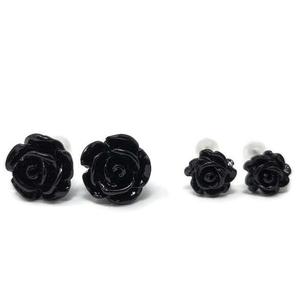 Black Rose Earrings - Etsy