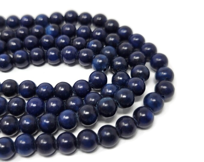 Midnight Blue Mountain Jade 6mm Round Bead 66 Beads Colbalt Navy ...