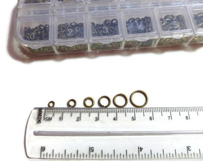 Antique Bronze Jump Ring Set 6 Sizes Split Open 10mm 8mm 7mm 6mm 5mm ...