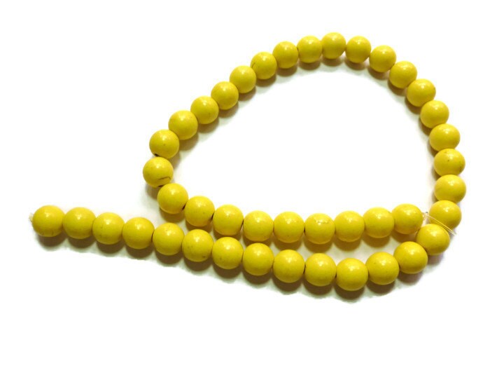 Yellow Howlite 10mm Round Bead - Full Strand - 40 beads - Mustard ...