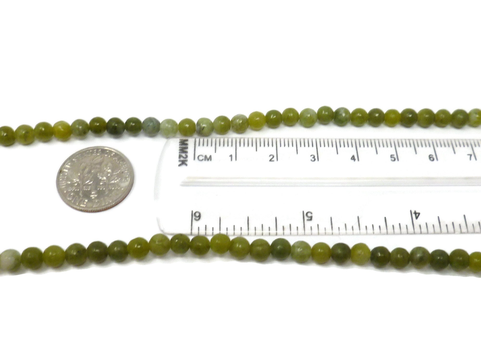Moss Green Serpentine 4.5mm Round Bead - 86 beads - Full Strand - new ...