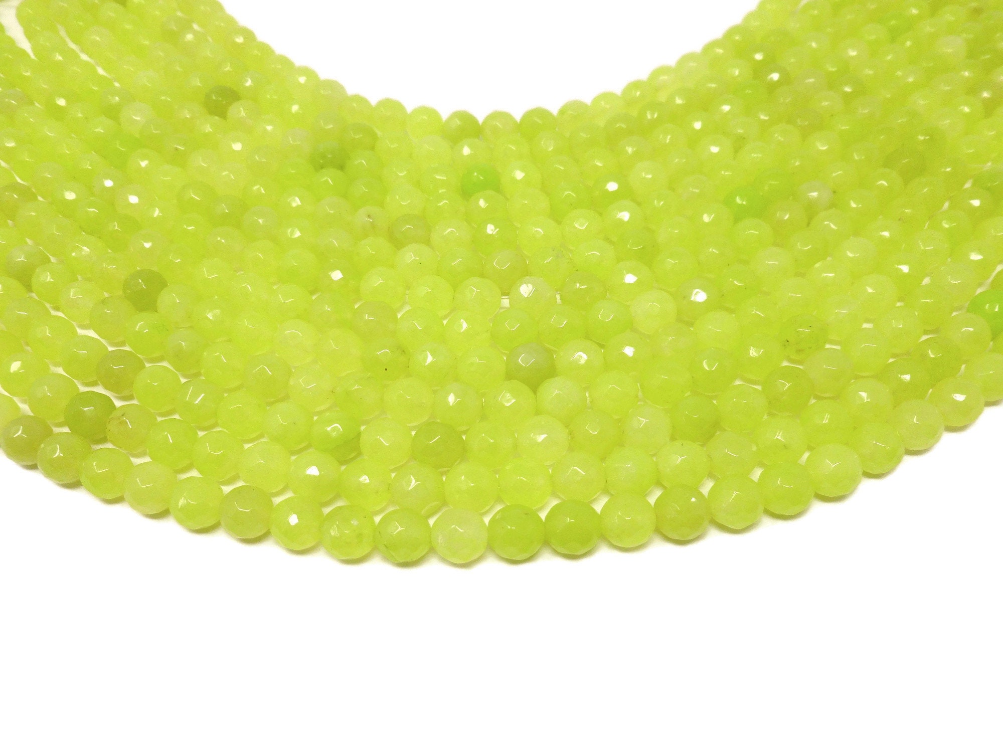 Lemon Lime Jade 8mm Faceted Round Bead - Full Strand - 48 beads ...