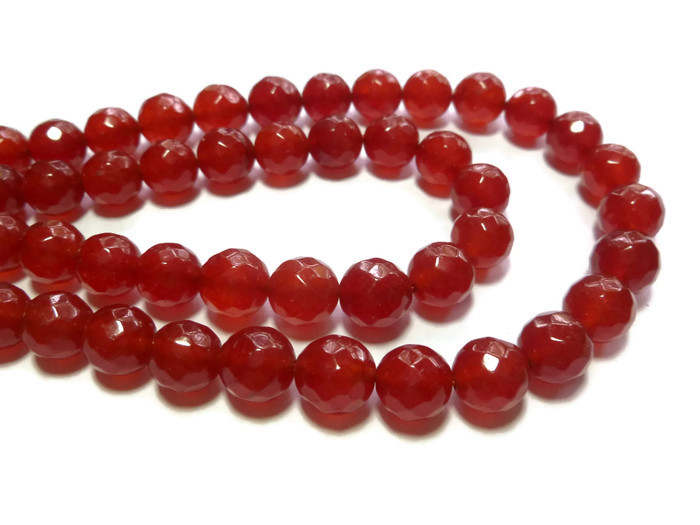 Red Jade 10mm Faceted Round Bead - Full Strand - 38 beads - red-orange ...